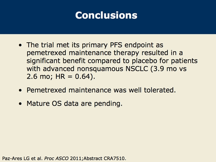 Studies in Advanced NSCLC of Maintenance Pemetrexed and Erlotinib and ...