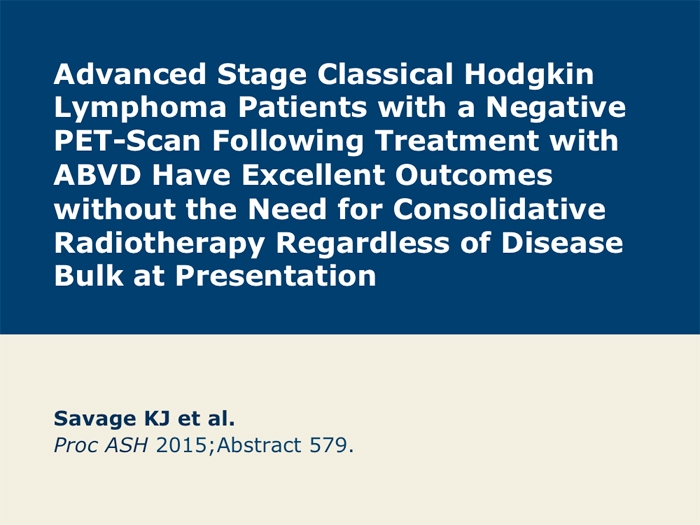 Clinical Outcomes for Patients with Advanced Classical HL with a ...