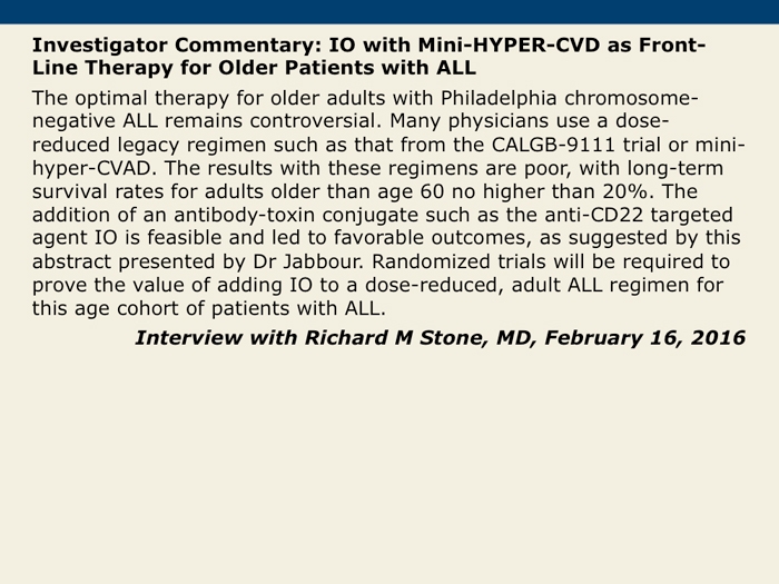 Inotuzumab Ozogamicin and Mini-Hyper-CVD as Front-Line Therapy for ...